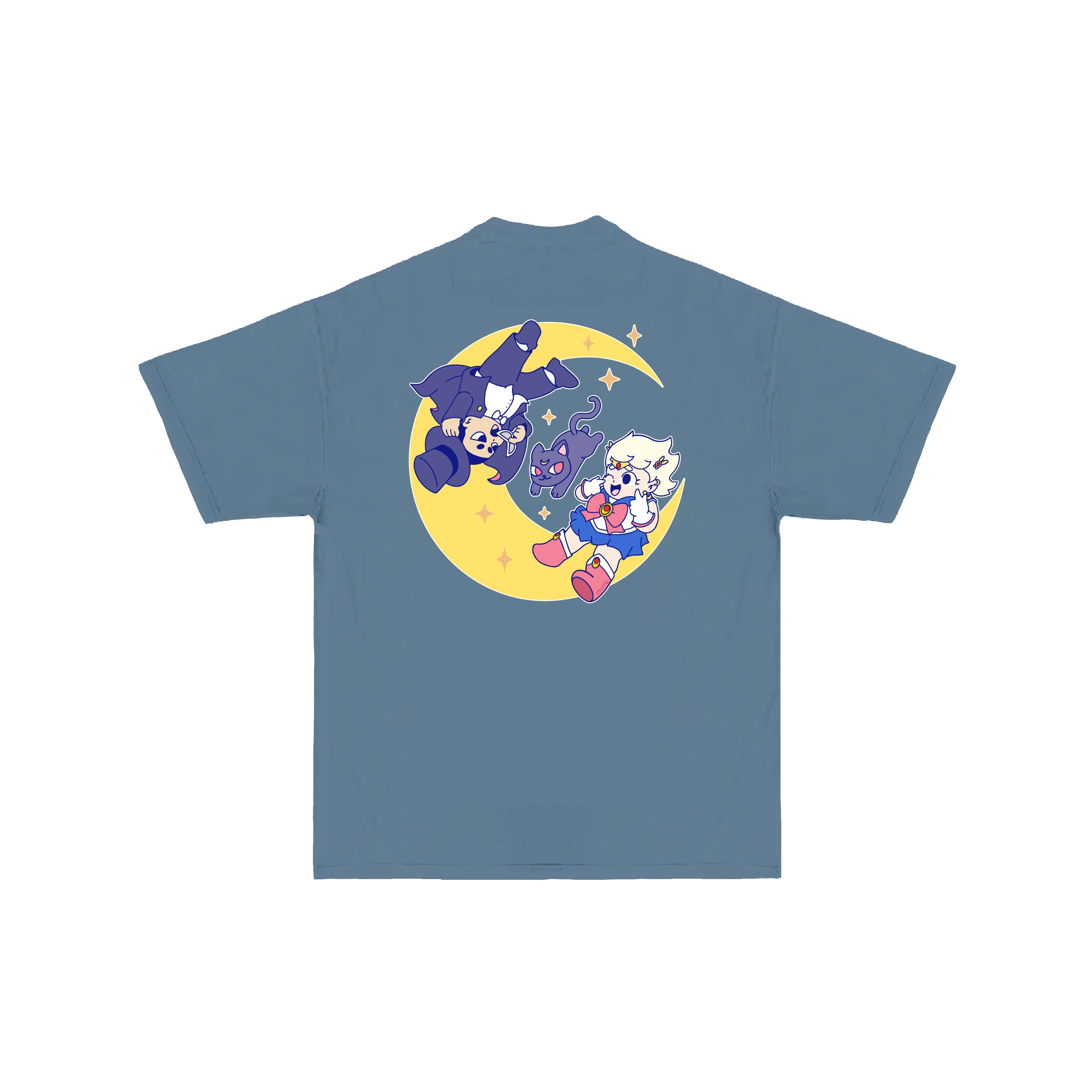 Chunky Moon XO Flying T-Shirt - Denim Blue